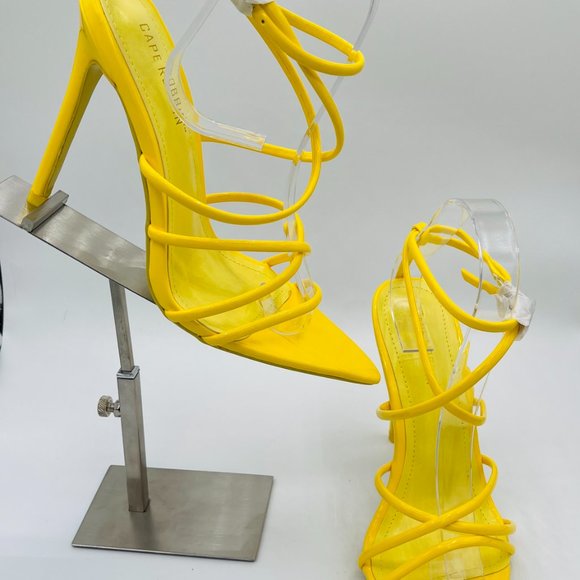 Cape Robbin | Shoes | Beehive Yellow Strappy Sandal Heel | Poshmark